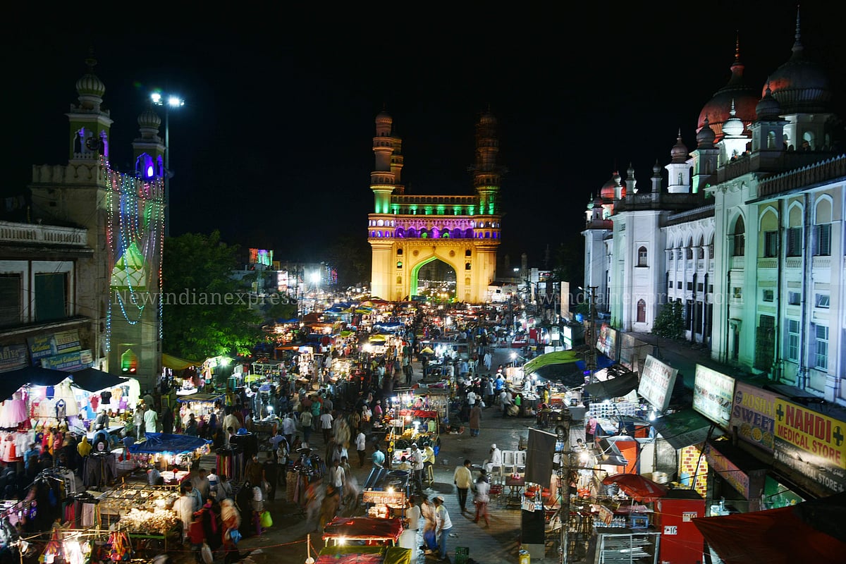 A walk in the special night bazaar at Charminar on the eve of Ramzan