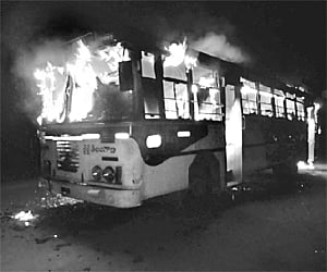 Miscreants set RTC bus on fire