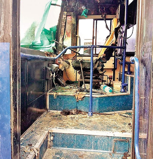 Scare at city airport as bus catches fire