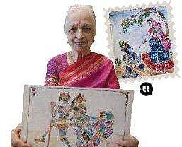 Grandma turns postal stamps into works of art
