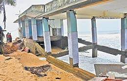 Fish landing centre at Anchuthengu in ruins