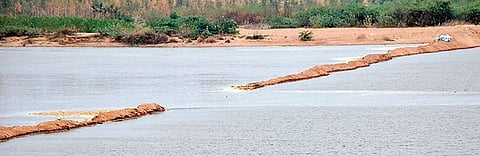 Increased inflow at Mukkombu erodes sand bund