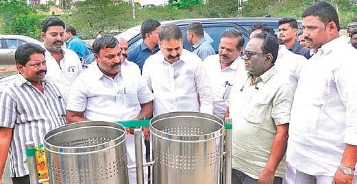 Tenali municipality installs 80 steel dustbins