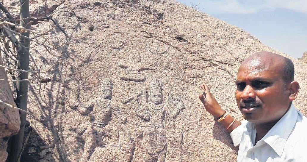 He tells ancient stories written in stone