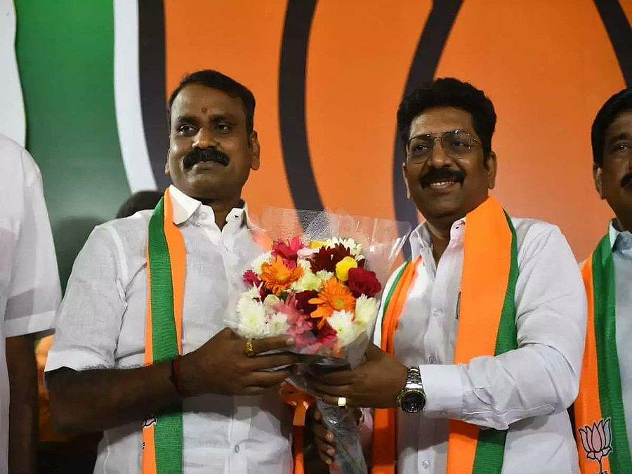 Sitting DMK MLA from Thiruparankundram P Sarvanan joins BJP in Chennai
