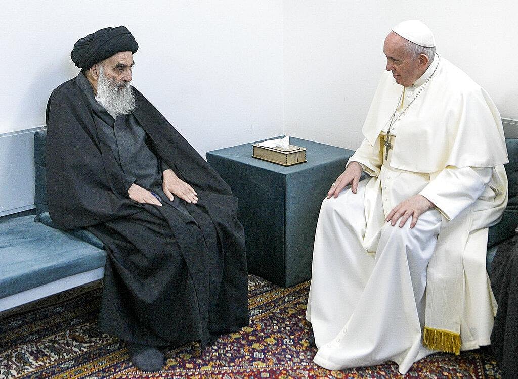 Pope Francis meets top Shiite cleric Grand Ayatollah Ali al-Sistani in Iraq