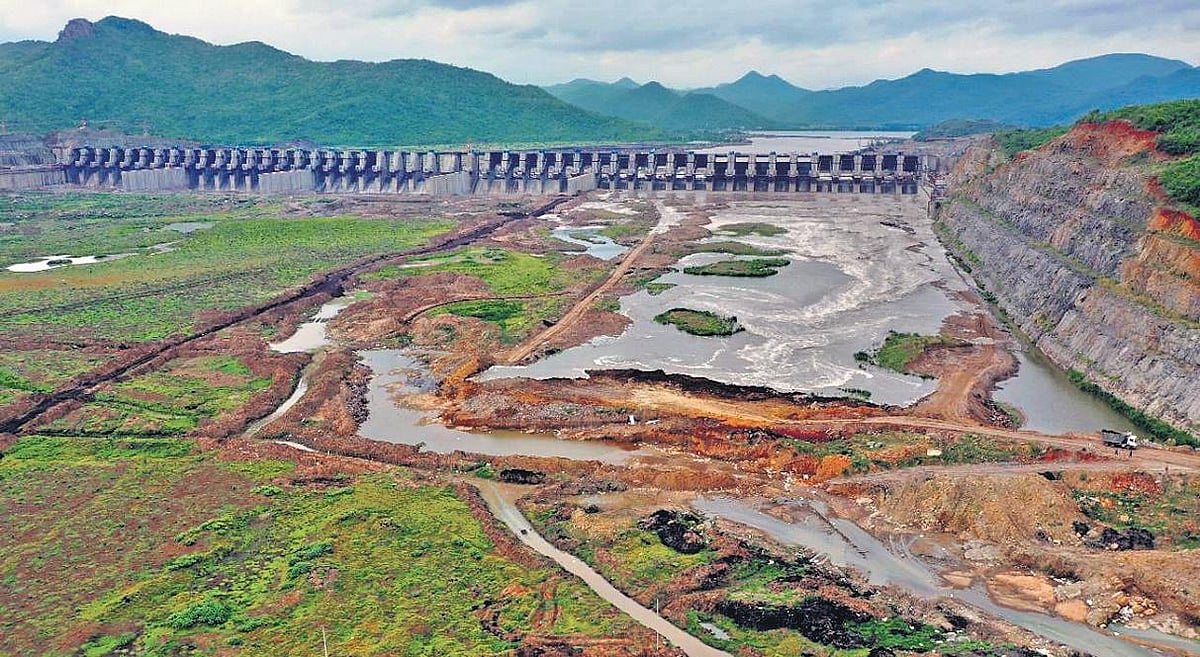 Godavari water released for delta via approach channel of Polavaram project