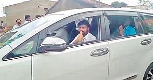 Son spotted with Karnataka MLA father’s official vehicle