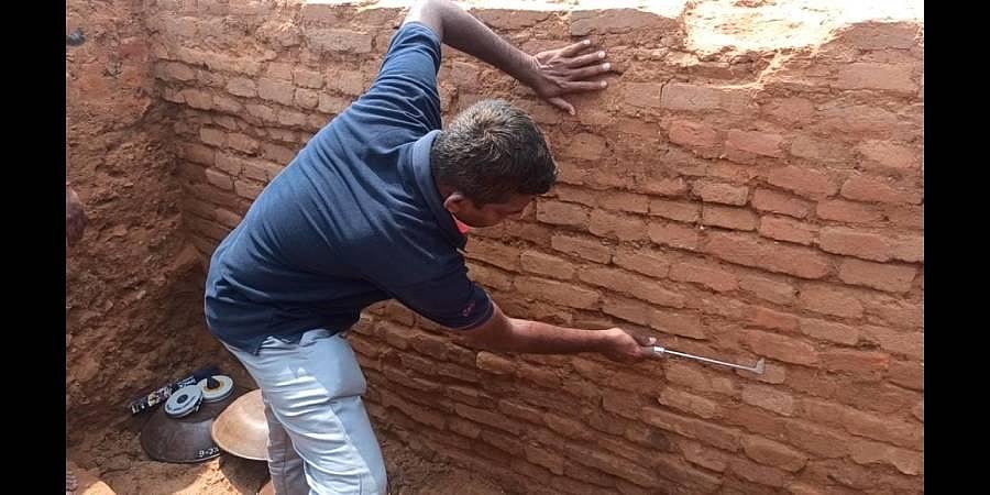 25-cm clay pot, brick structure found during excavation at Ariyalur's ...