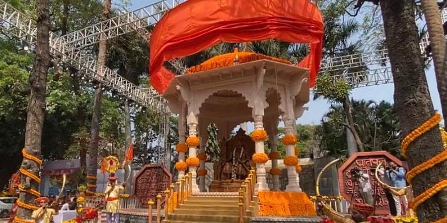 A day after Shivaji statue inauguration by PM Modi, tile from canopy ...