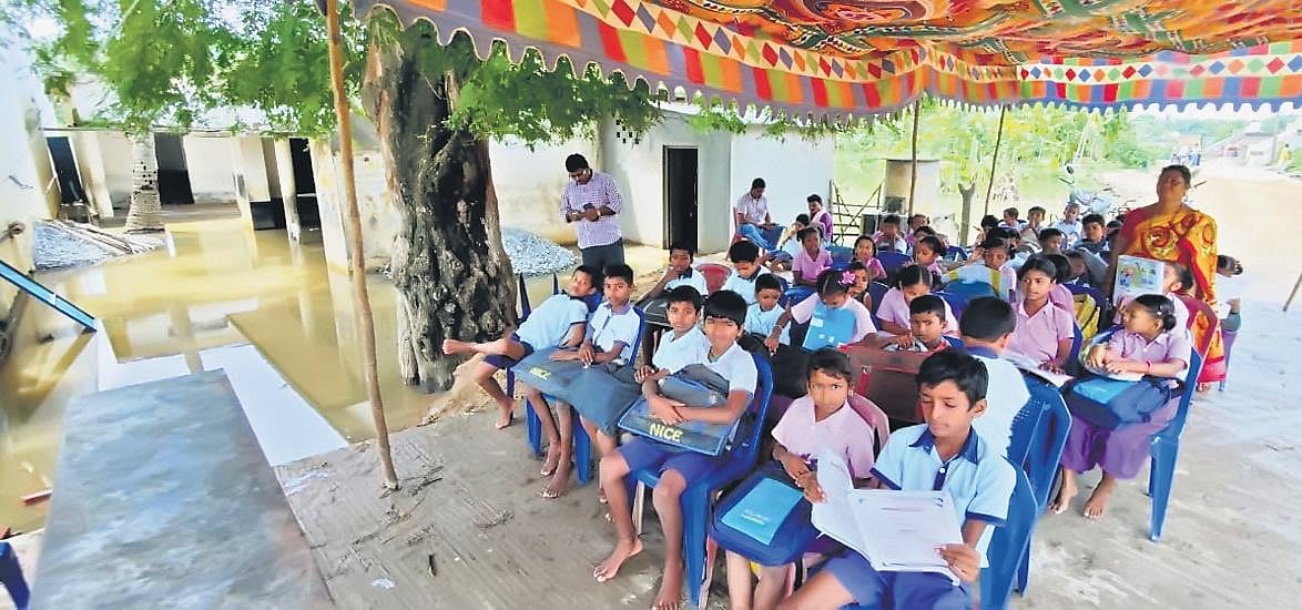 Classes under tents for last 30 days as drain water floods MPP school ...