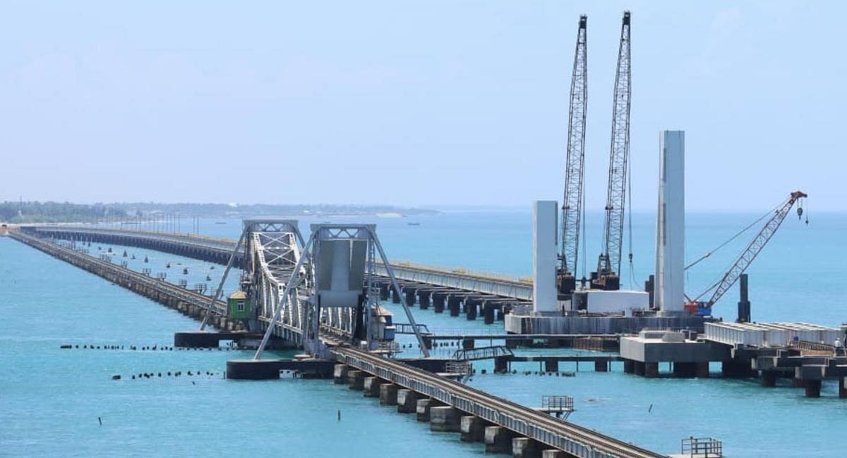 92 per cent works completed at new Pamban Railway bridge