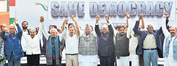 INDIA bloc leaders hit the streets to ‘save democracy’