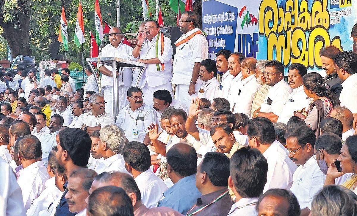 UDF kicks off day-night protest in Kerala against fuel cess