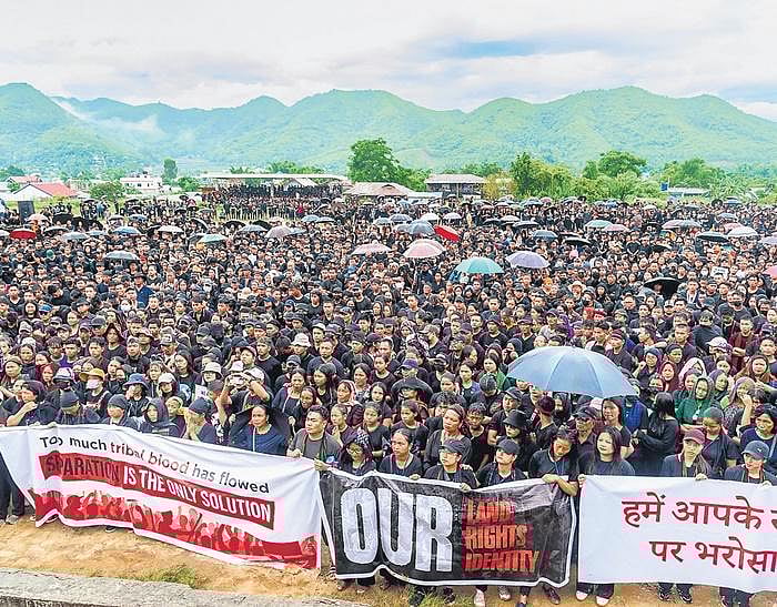 Manipur tribal students stage rally to observe 100 days of ethnic strife