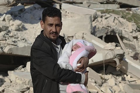 Syrian baby born under earthquake rubble turns 6 months, happily ...