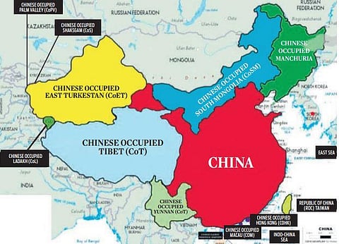 The new map of borders and areas around China