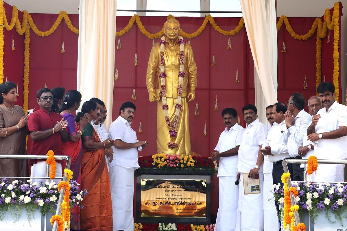 Stalin unveils statue of Tamil scholar 'Silamboli' Chellappan in Namakkal