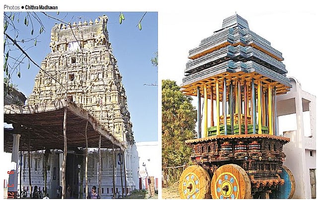 This Perumal temple has two elaborate prakarams