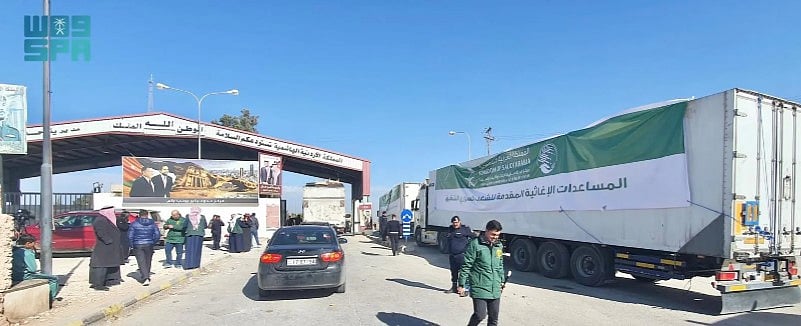 First Saudi Land Relief Bridge Arrives at Jordanian Jaber Border Crossing