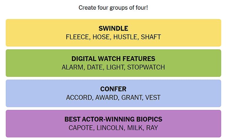 NYT Connections October 25: Swindle, Watches & Biopics Explained