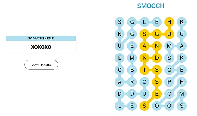 NYT Strands Answers February 14: XOXOXO Hugs And Kisses Theme