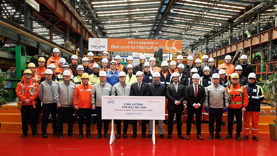 Hanwha Ocean performs steel cutting ceremony for LNG octet for Nakilat