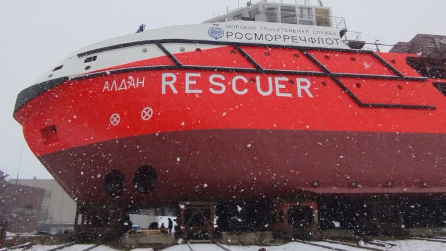 Russian yard floats out new large salvage and rescue vessel
