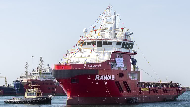 New AHTS for Rawabi Vallianz Offshore floated out in Dubai