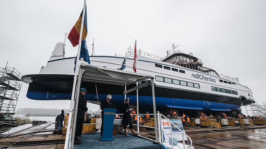 BC Ferries' newest electric vessel hits the water