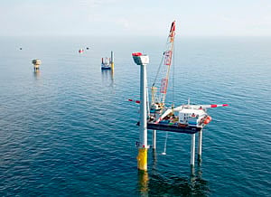 Jack-Up Barge installs offshore wind turbines