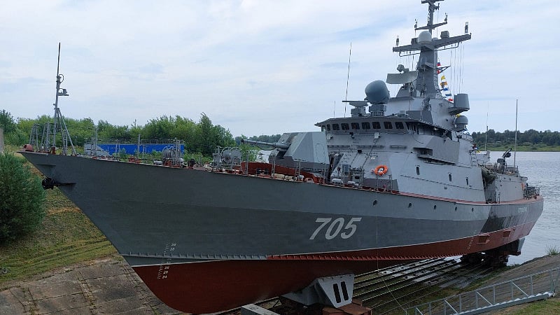 Russian Navy Launches Advanced Stealth Corvette Stupinets