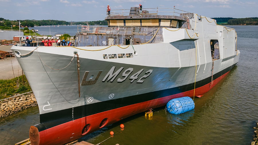 Belgian Navy's third City-class minehunter floated out