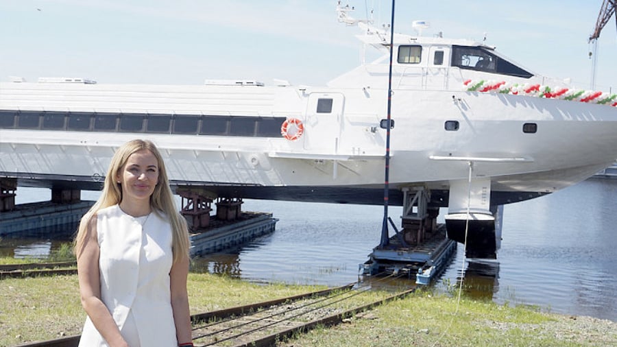 Russia's newest hydrofoil ferry floated out