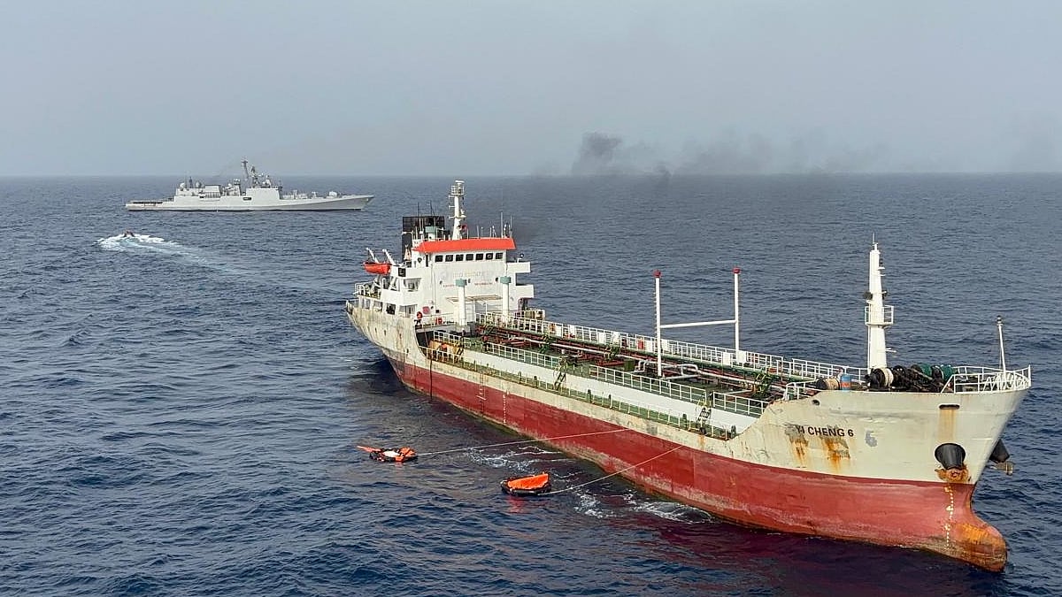 Indian Navy ship assists tanker that suffered onboard fire in Gulf of Oman