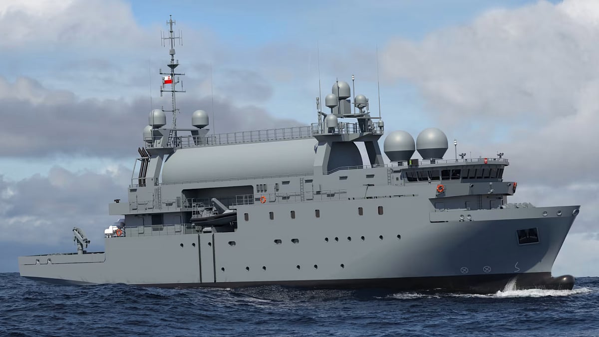 Polish Navy's future signals intelligence ship floated out