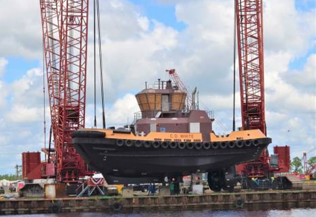 Eastern Shipbuilding launches first tug in series for E.N. Bisso and Son