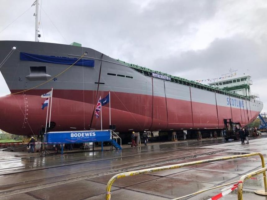 Royal Bodewes launches second bulker in series for Scotline
