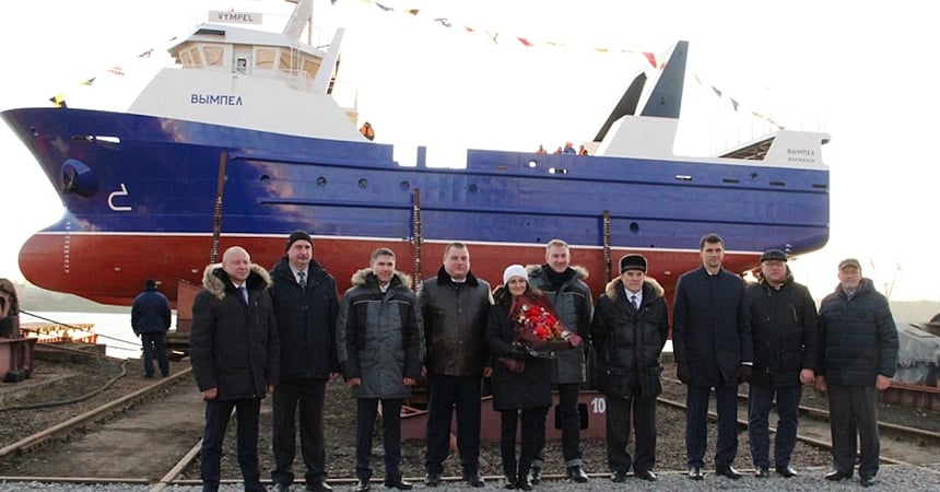 Vympel launches first unit of new coastal trawler series for Karelryba