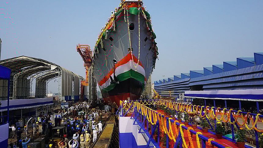 Indian Navy’s second Project P17A stealth frigate hits the water