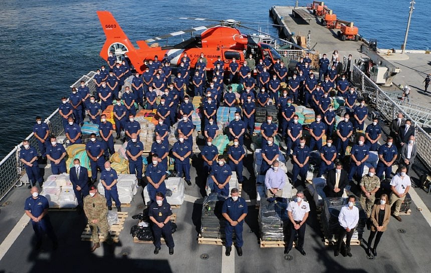 US Coast Guard cutter offloads more than US$411 million in seized drugs