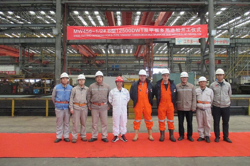 First steel cut for new DP2 heavy lift ships for Spliethoff