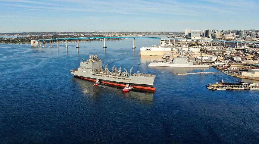 US Navy’s newest fleet oiler hits the water