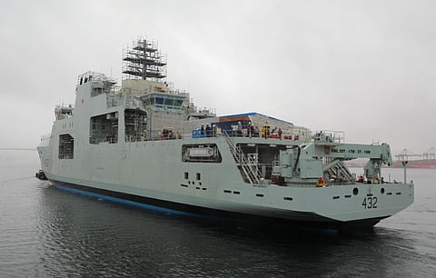 Royal Canadian Navy’s third Harry DeWolf-class patrol ship hits the water