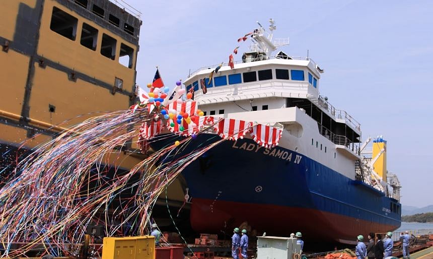 Japanese yard launches new inter-island ferry for Samoa