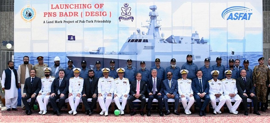 Future Pakistan Navy corvette Badr floated out