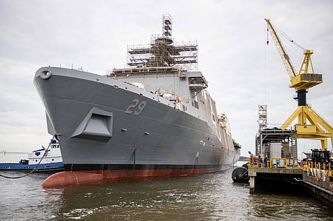 US Navy christens amphibious transport dock Richard M. McCool Jr.