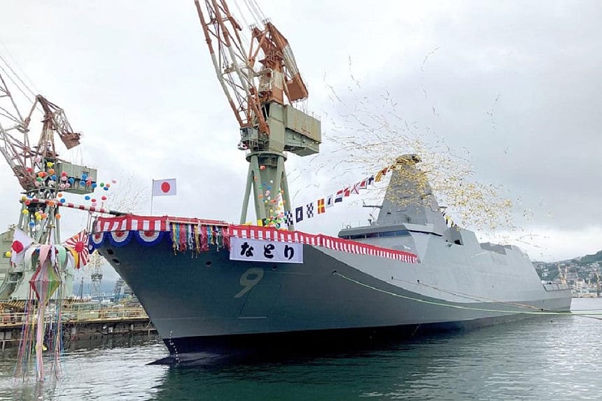 Japan’s ninth Mogami-class stealth frigate hits the water