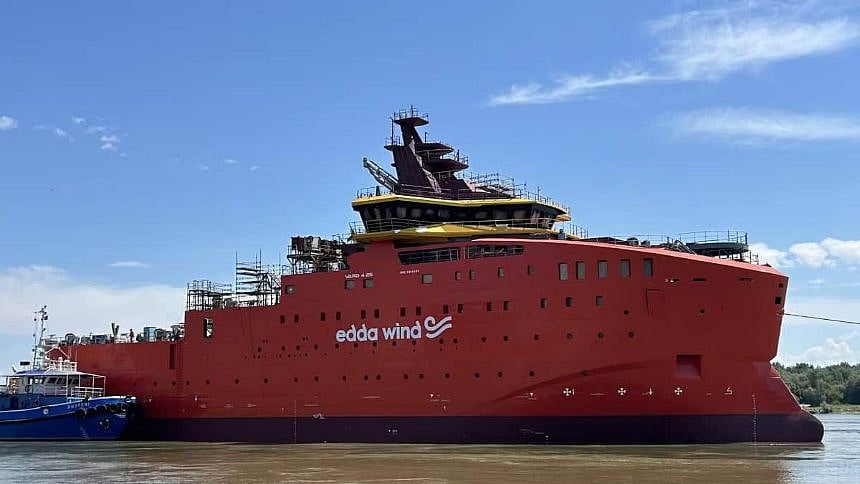 Edda Wind CSOV newbuilding hits the water