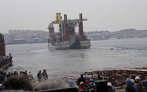 Croatia: Launch of dredger at Uljanik Shipyard